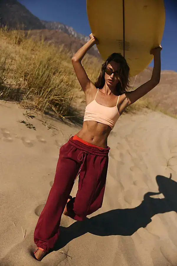 Free People Sprint To The Finish Track Pants - Sour Cherry